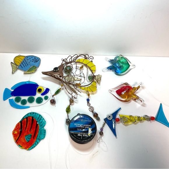 Accents | Art Glass Fish Mobile Hanging Glass Fish Ornaments | Poshmark